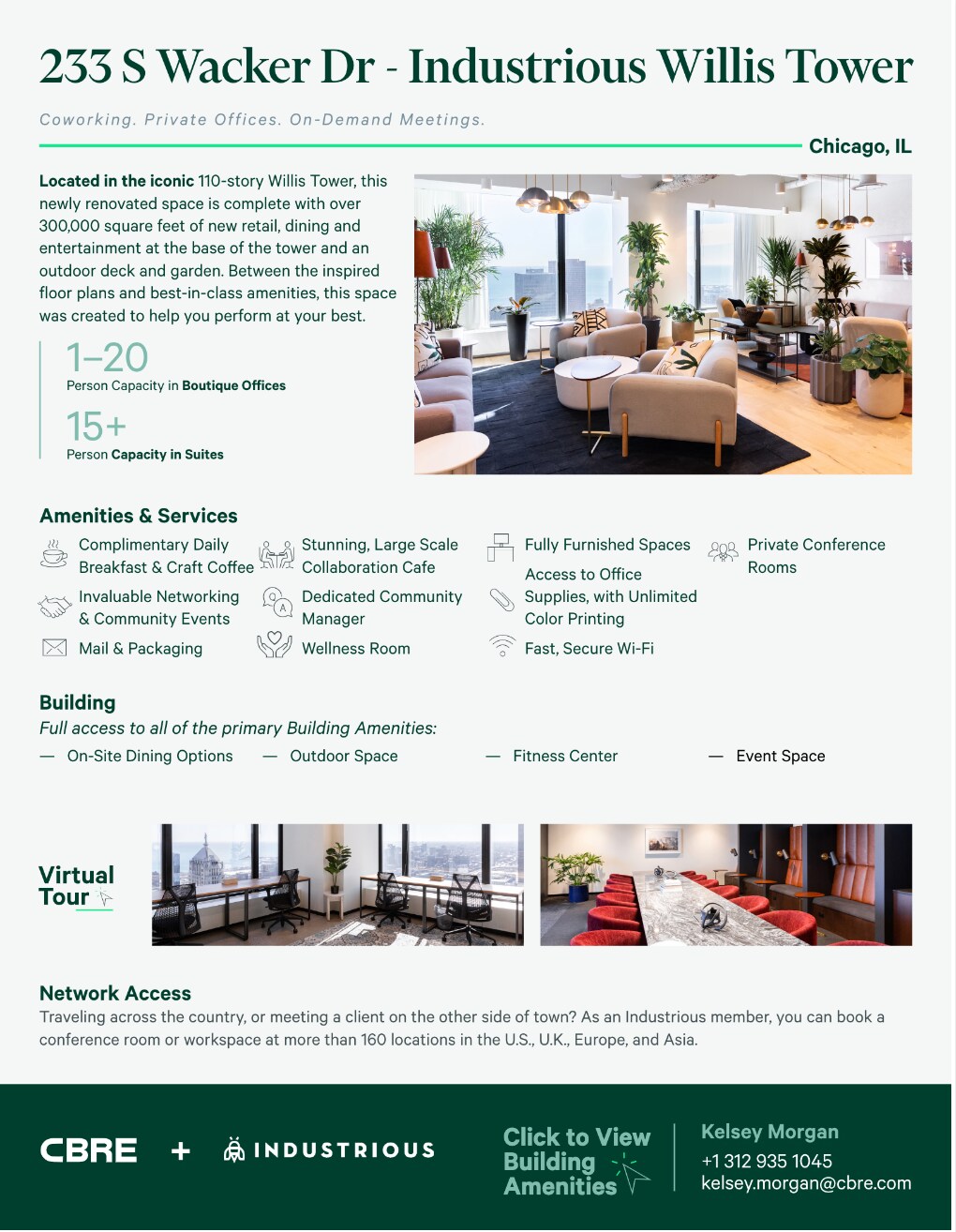 233 S Wacker Dr, Chicago, IL 60606 - Industrious Willis Tower | LoopNet