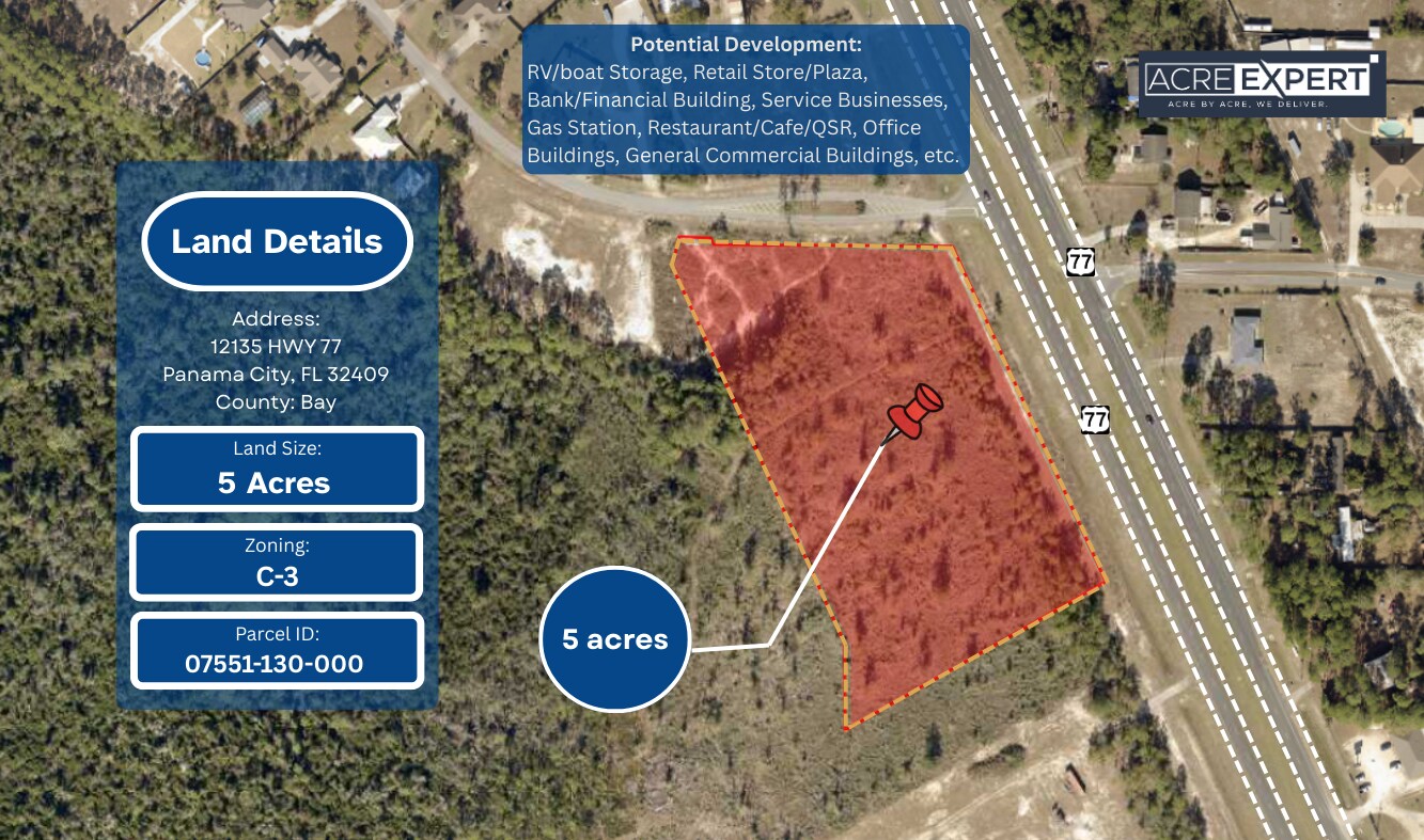 12135 Highway 77, Southport, FL 32409 - 5 acre Commercial Land | Panama City, FL 3240 | LoopNet